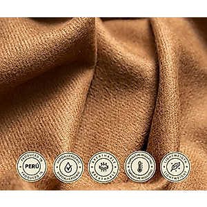 KHUSCO | 100% Baby Alpaca Wool Throw Blanket Joy | 71" L x 51" W | Warm Peruvian Cozy, Lightweight for Home and Travel | Camel