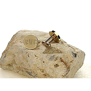 Personalized Gold-tone Custom Monogram Initial Cufflinks Cuff Links Stainless Steel Engraved