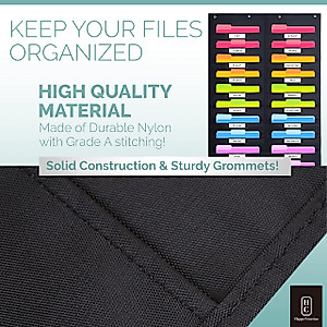 Hippo Creation Heavy Duty Storage Pocket Chart for Classroom, 20 Pocket Storage Organizer with 4 Over-Door Hangers, Hanging Wall Organizer for File Folders, School Mailbox, Home Office Papers - Black