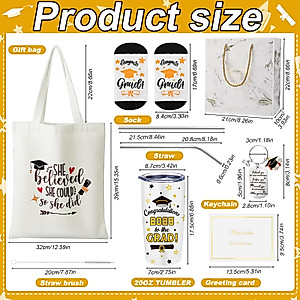 Ovveroche 2025 Graduation Gifts for Her Congrats Graduation Gift Box Steel Steel Tumbler Graduation Canvas Bag Keychains Cards Socks Gift Bag for Class of 2025 High School College Grad Gift