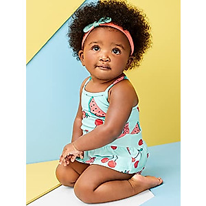 Simple Joys by Carter's Toddler Girls' 3-Piece Assorted Rashguard Sets, Rose/Teal Blue, Strawberry/Whale, 3T