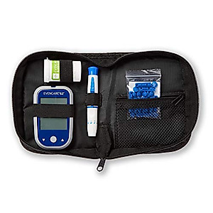 Medline EvenCare G2 Blood Glucose Monitor Starter Kit, Diabetic Care, 6 Sec Results, Meter, Lancing Device & Lancets, Test Strips, Batteries, Guide, Carrying Case, Logbook, Voice Guidance