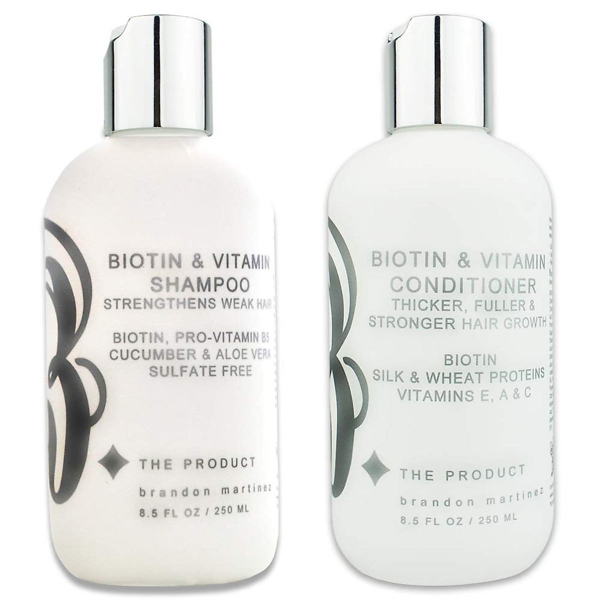B THE PRODUCT High Potency Biotin Hair Growth Shampoo & Conditioner Set - Fortified with Vitamins E, A, C & B for Fastest Hair Growth (8.5oz.)