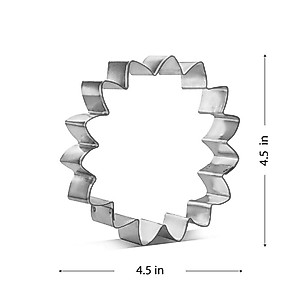 COOKIECUTTER.COM Large Sunflower Cookie Cutter 4.5 Inch –Tin Plated Steel Cookie Cutters – Large Sunflower Cookie Mold