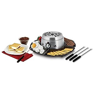 Kalorik 2-in-1 Smores Maker, with Chocolate Treat Fondue Melt Feature, Includes Fork and Tray Set, Stainless Steel