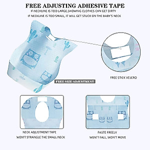 Cosermart Disposable Bibs for Baby, 50 pcs Disposable Travel Bibs with Crumb Cather for Kids Self Feeding-Leak Proof, Soft, Individual Wrapped (Owl)