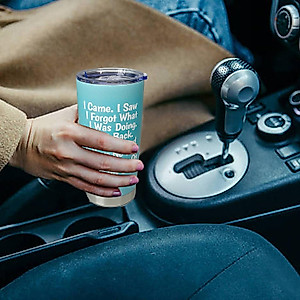 CTIGERS Funny Tumblers for Senior Citizens 20 oz Tumbler with Lid and Straw I Came I Saw What I Was Doing Travel Mug gifts for Grandma Grandpa Elder Mom Dad Aunt Birthday Gifts Retirement Gifts Cyan