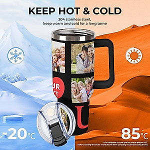 Personalized Tumbler Custom Insulated Travel Mug Custom Drinking Coffee Cup with Photos and Text 40oz Christmas Birthday Gift