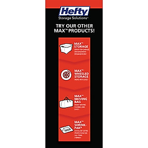 Hefty MAX Shrink-Pak Vacuum Storage Bags – Max Strength Tear-Proof Bags For Clothes, Pillows, Towels, Blankets & More – Space Saver Suction Sealer Bags for Home – 3 Jumbo, 30 x 36 Inches