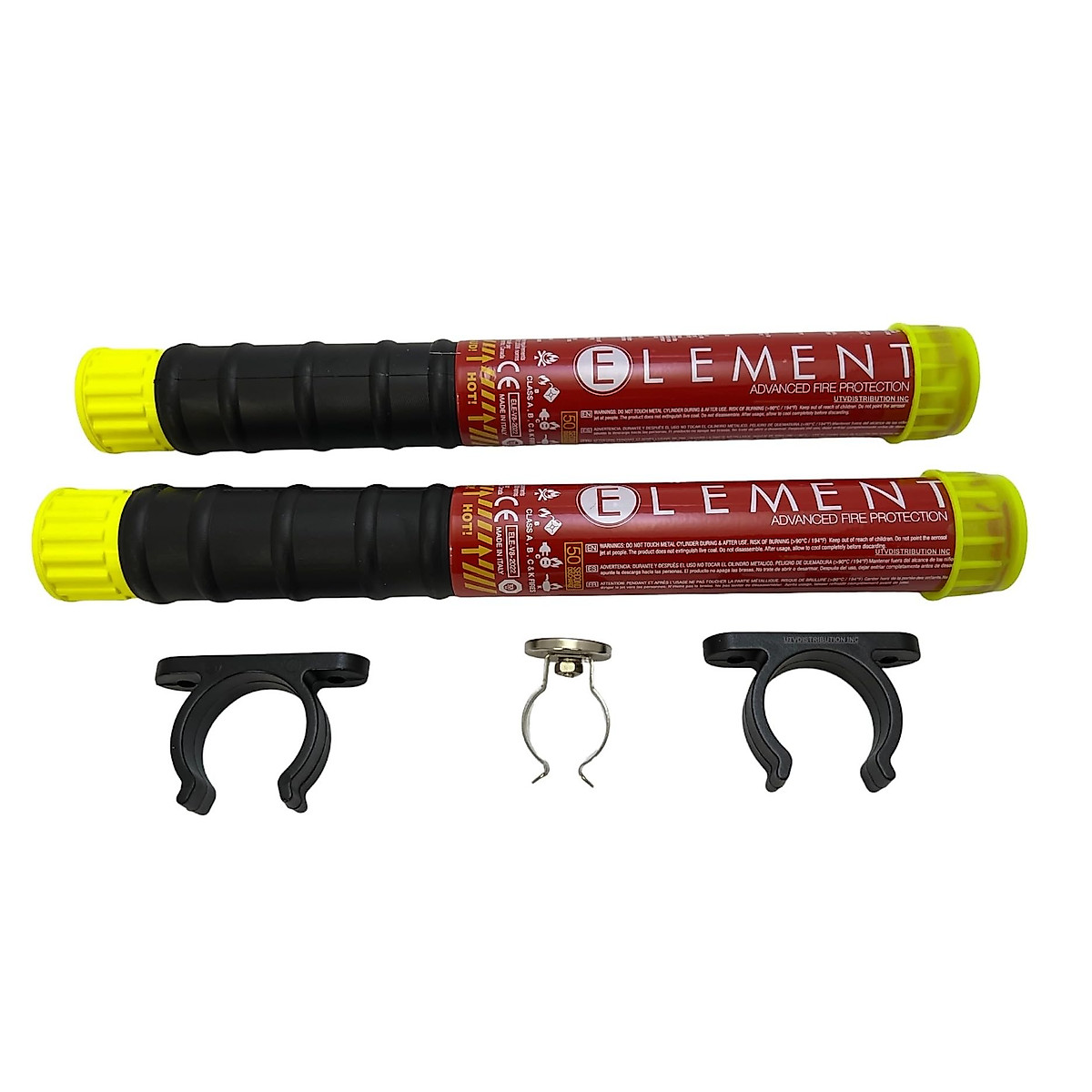 Element E50 Fire Extinguisher 2 Pack with Mounting clips and 2 UTVDistribution Magnet Mounts