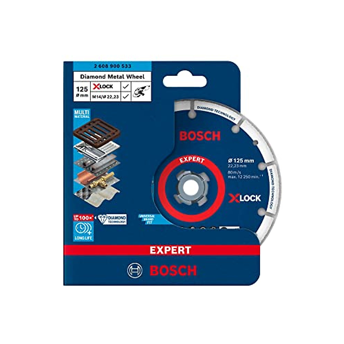 Bosch Professional 1x Expert Diamond Metal Wheel X-Lock Cutting Disc (for Cast Iron, Ø 125 mm, Accessories Small Angle Grinder)