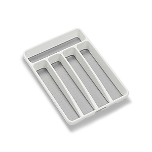 madesmart Classic Mini Silverware Tray - White & Classic 9.8 x 3.8 Bin - White | CLASSIC COLLECTION | Multi-Purpose Storage Organizer | Soft-grip Lining and Non-slip Rubber Feet