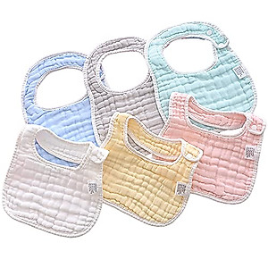 Bibs Baby Muslin Bibs unisex-Baby Drool Bibs Lap-shoulder Drool Cloths Adjustable Multi-Use Scarf Bibs 8-Layer 100% Organic Cotton With Super Absorbent& Soft Drooling Bibs Breathable for Boys Girls