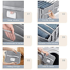 CHICECO 2 Pcs Jeans Wardrobe Clothes Organizer 9 Grids Washable Folding T-shirt Organizer for Closet Drawers