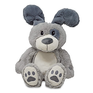 Cuddle Barn | Peek & Play Parker 11" Gray Puppy Animated Stuffed Animal Plush Toy | Plays Every Kids Favorite and First Game Peek A Boo | and Sings Peek A Boo Song