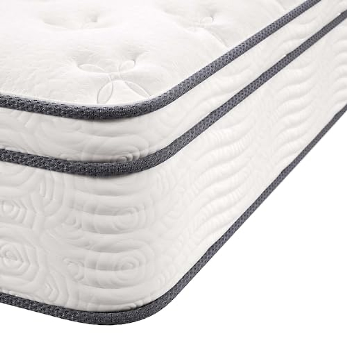 Modway MOD-7090-WHI Jenna 12" Innerspring and Foam King Mattress, White