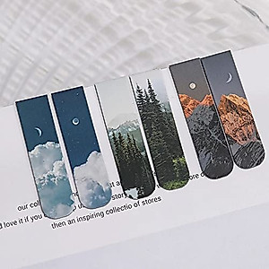 BYBYCD 2 Pcs Magnet Bookmark Read Accessories Clouds Sea Forest Landscape Reading Book Mark Page Holder(01)