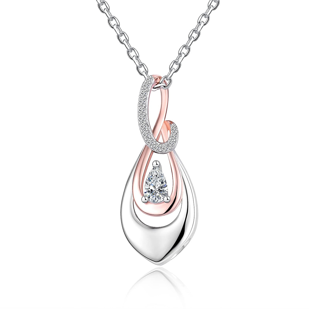925 Sterling Silver Ash Necklace Memorial Teardrop CZ Keepsake Pendant Infinity Urn Necklace for Ashes for Women Cremation Jewelry(clear)