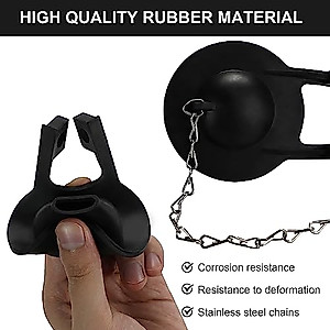 Toilet Flapper Replacement Kit High Performance Universal Toilet Tank Flapper with Stainless Chain & Hook, Long Lasting Rubber, Easy to Install Black 2inch 2pc