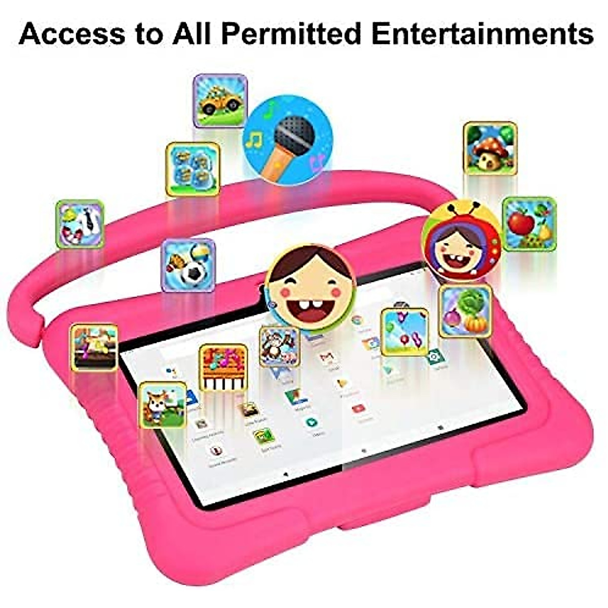 FOREN-TEK Kids Tablet, K88 7 Inch Android 10 Tablet for Kids, 2GB RAM +64GB ROM, Kid Mode Pre-Installed, WiFi Android Tablet, Kid-Proof Case (Pink)