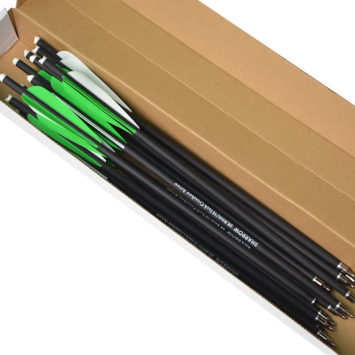 MILAEM 16/17/18/20/22 Inch 12 Pack Carbon Crossbow Bolts Hunting Practice Crossbow Arrows with Moon Nocks and 100 Grain Removable Tips (Green, 16 Inch)