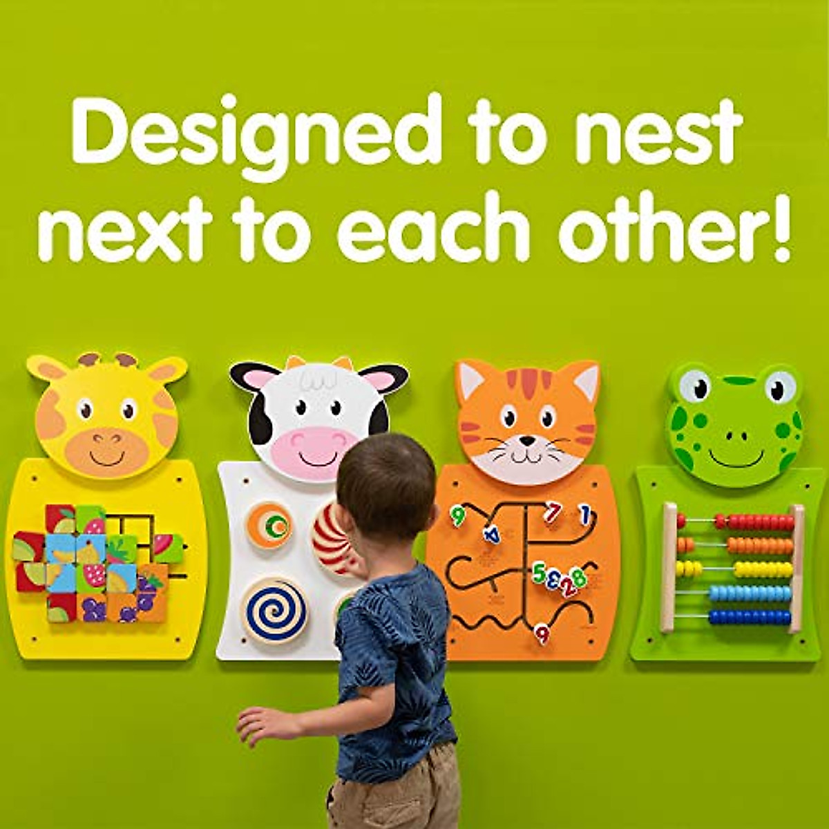SPARK & WOW Giraffe Activity Wall Panel - 18m+ - Toddler Activity Center - Wall-Mounted Toy - Busy Board Decor for Bedrooms, Daycares and Play Areas
