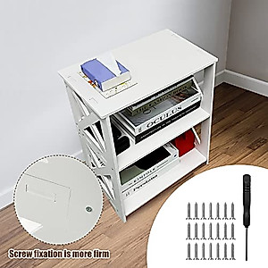 Lechay Small Side Table, White End Table Skinny Tables for Small Spaces Slim Nightstand Small Bookshelf for Bedroom Office
