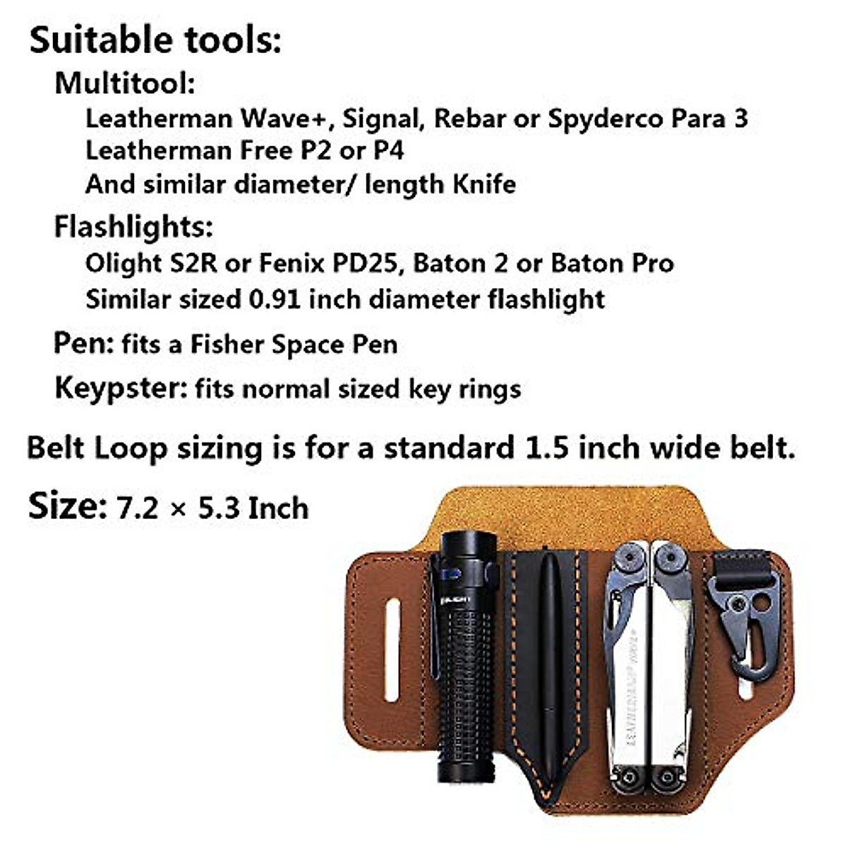 EASYANT Leather Belt Organizer for Men, Leatherman Sheath with Pen Holder, Key Fob, Flashlight Sheath, EDC Multitool Sheath for Belt