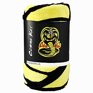 Bioworld Cobra Kai TV Series Snake Symbol Digital Print Black Throw Blanket