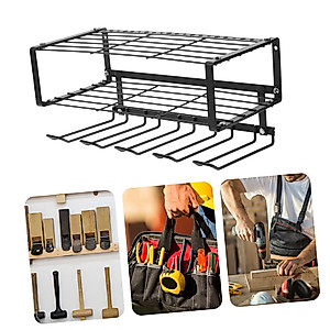 CHILDWEET Electric Drill Storage Rack Electrical Tools Power Tool Garage Storage Shelves Heavy Duty Cordless Garage Organizer Rack Electric Tool Drill Organizer Tool Rack Black Carbon Steel