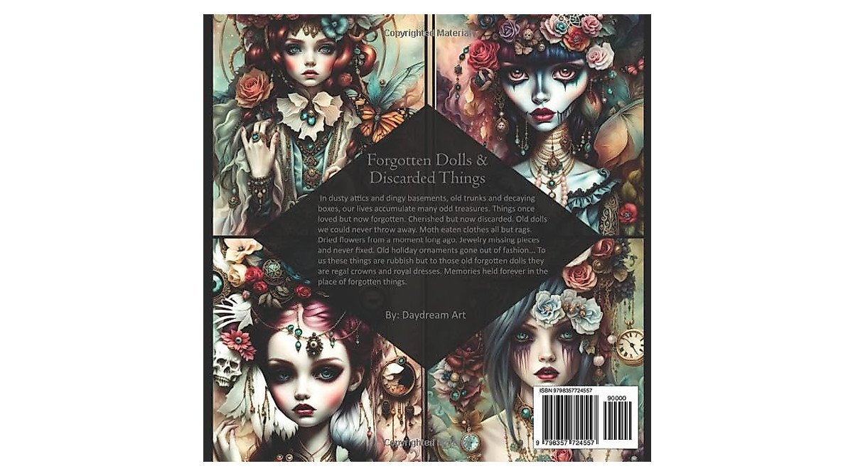 Creepy Collections: Forgotten Dolls & Discarded Things Coloring Book ...