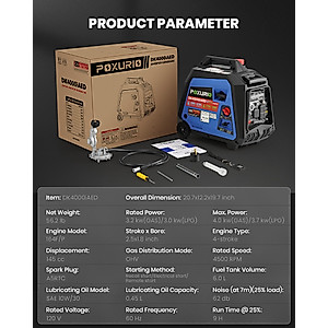 POXURIO 4000 Watt Dual Fuel Inverter Generator, Gas Propane Powered Generator Super Quiet, Remote Start/CO Sensor/RV Ready/EPA for RV, Camping and Home