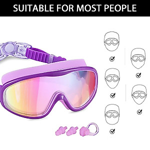 Young4us 2 Pack Kids Swim Goggles, Swimming Glasses for Children from 3 to 15 Years Old