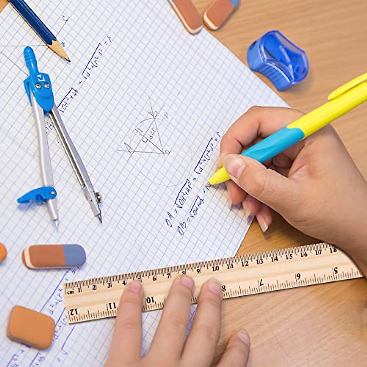 LovesTown 60 Pack Wooden Rulers, 12 Inch Ruler Bulk 2 Scale Measuring Rulers for Kids Students Office School Supplies Classroom