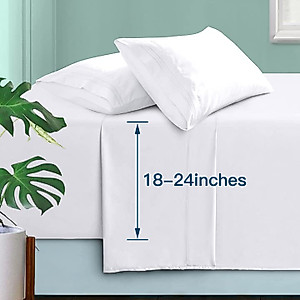 Manyshofu Extra Deep Pocket Queen Sheet Sets - Hotel Luxury 1800 Thread Count Sheets & Pillowcases - Microfiber Bedding Set up to 24" Mattress - Pure White Bed Sheets 18-24 Inch Deep Pockets - 4 Piece