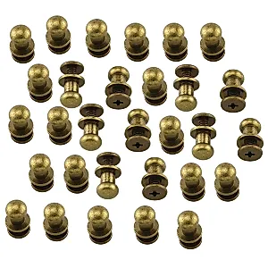 E-outstanding 30 Pack 8x10x10mm Ancient Bronze Round Head Button Stud Slotted Screws Chicago Screws Nail Rivet for DIY Leather Craft