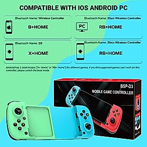 arVin Mobile Gaming Controller for iPhone iOS Android PC, Wireless Gamepad Joystick for iPhone 14/13/12/11, iPad, MacBook, Samsung Galaxy S22/S21/S20, TCL, Tablet, Call of Duty, Apex, with Back Button