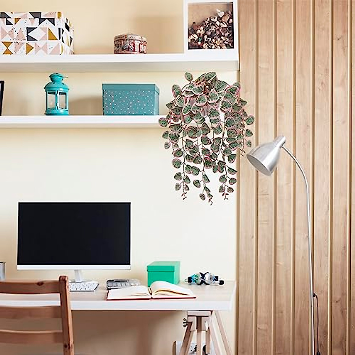 Briful Artificial Hanging Plants with Pot 17'' Fake String of Heart Plants Faux Pink White Ceropegia Woodii Succulent Plants for Wall Home Office Indoor Porch Railings Balcony Patio Outdoor Decor