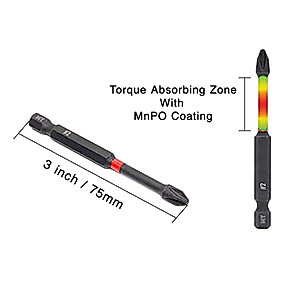 Milliontronic Extra Long Philips Head Screwdriver Bit Set, PH1, PH2 (3 inch / 75mm)