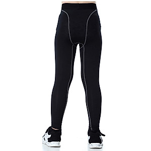 Lanbaosi Boys & Girls Sports Thermal Compression Base Layer Legging/Tights, Black, 7