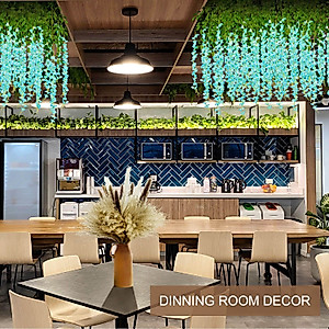 FOEVAFLO Artificial Wisteria Flowers Garland, Hanging Vines with Flowers for Wedding Arch, Party, Wall Backdrop Decor, 7.2ft/pcs (4pcs, White)