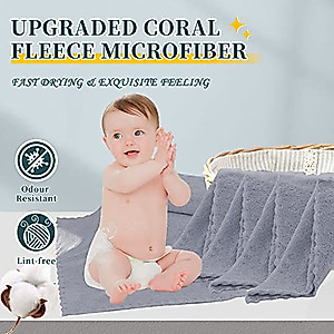 Hiflora Grey 6 Pack Bath Towels, Upgraded Coral Fleece Hand Towels 12 x 12 Inches Quick Drying with Exquisite Soft Feeling for Bathroom