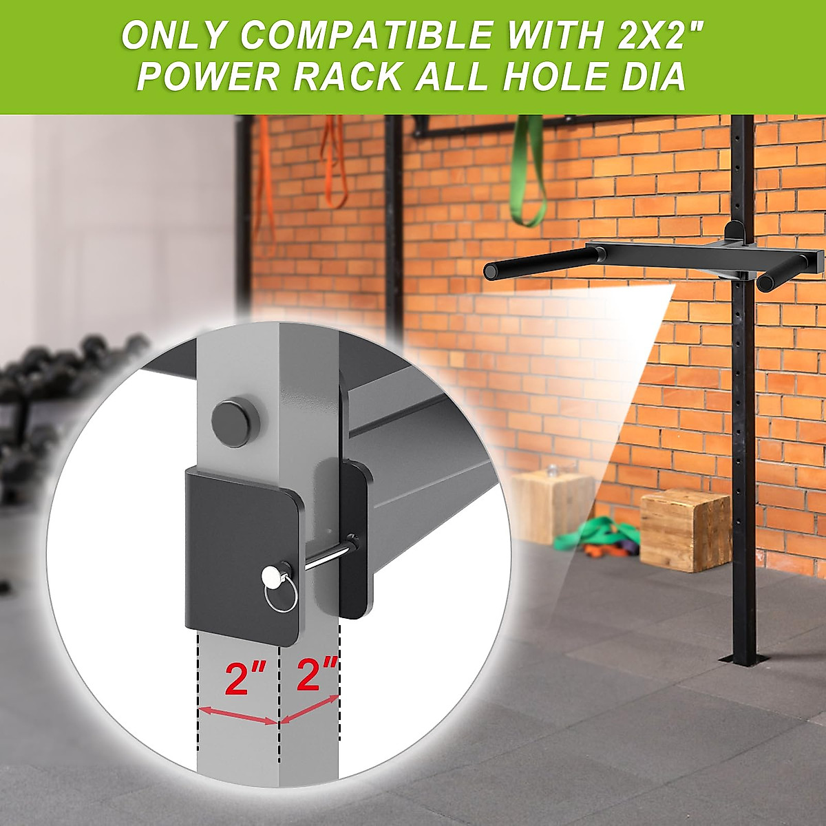 Kipika Y-Shaped Dip Bar for 2" x 2" Power Cage with 5/8" or 1" Hole - Dip Bar Attachments for Home Gym - Heavy Duty Power Rack Attachments - 2" x 2" Squat Rack Accessories for Strength Training