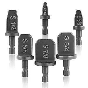 Kyuionty 6 Pcs Swaging Tool Drill Bit Set, HVAC Repairing Set Air Conditioner Copper Pipe Expander Swaging Tool Manual Copper Tubing Tool Bit with 1/4", 3/8", 1/2", 5/8", 3/4", 7/8" Bits (Hex Shank)