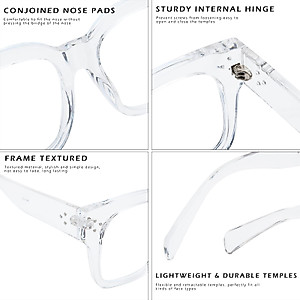 COASION Blue Light Blocking Oversized Glasses Stylish Fake Eyeglasses for Women Square Thick Frame Eyewear (Transparent)