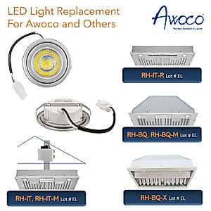 Awoco ON-E01-32 LED Light Bulbs Replacement for Range Hoods - 12V DC, 3W, Cooker Hood led Light Bulbs with 3000K Warm Yellow (Pack of 2)