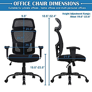 Ergonomic Office Chair, 400LBS Height Adjustable Computer Desk Chair with Adjustable Sponge Lumbar Support, Big and Large Mesh Executive Chair for Home Office Adult Use