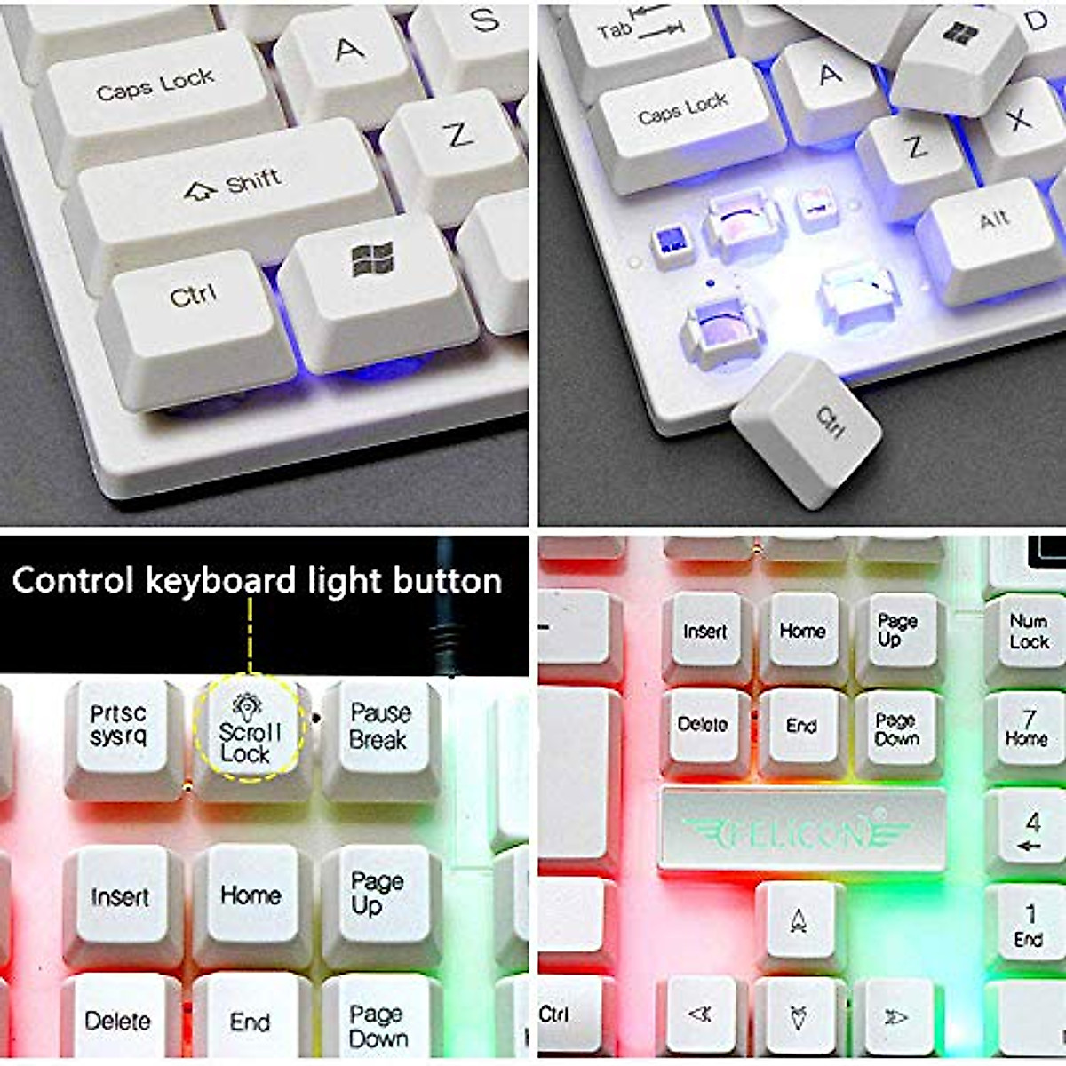 LexonElec T8 UK Layout Gaming Keyboard and Mouse Sets Rainbow Backlit Ergonomic Usb Gaming Keyboard