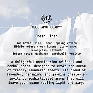 Muse Apothecary Home Ritual Active Odor Eliminator Spray - Odor Eliminator for Home - Furniture Deodorizer Spray & Bathroom Odor Eliminator - Essential Oil Air Freshener - 4oz, Fresh Linen