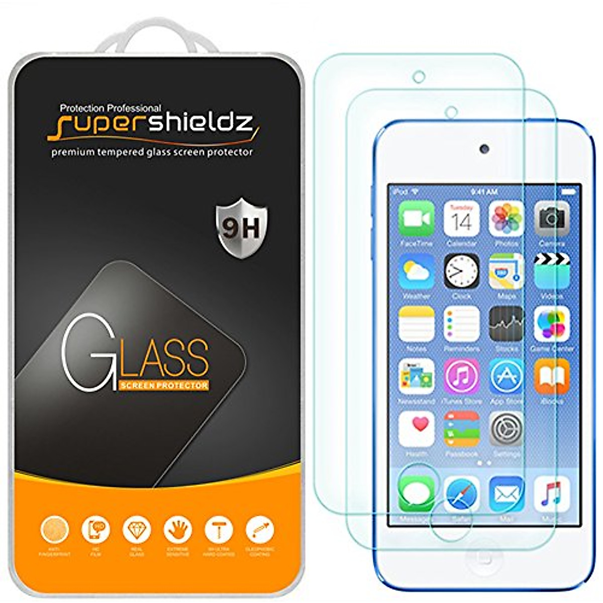(2 Pack) Supershieldz Designed for Apple New iPod Touch (7th Gen 2019 Released, 6th and 5th Generation) Tempered Glass Screen Protector, Anti Scratch, Bubble Free